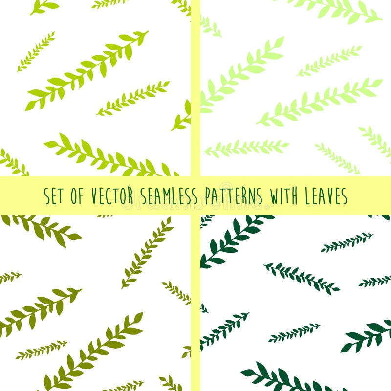 Set of Seamless Patterns with Leaves and Branches. Different Shades of ...