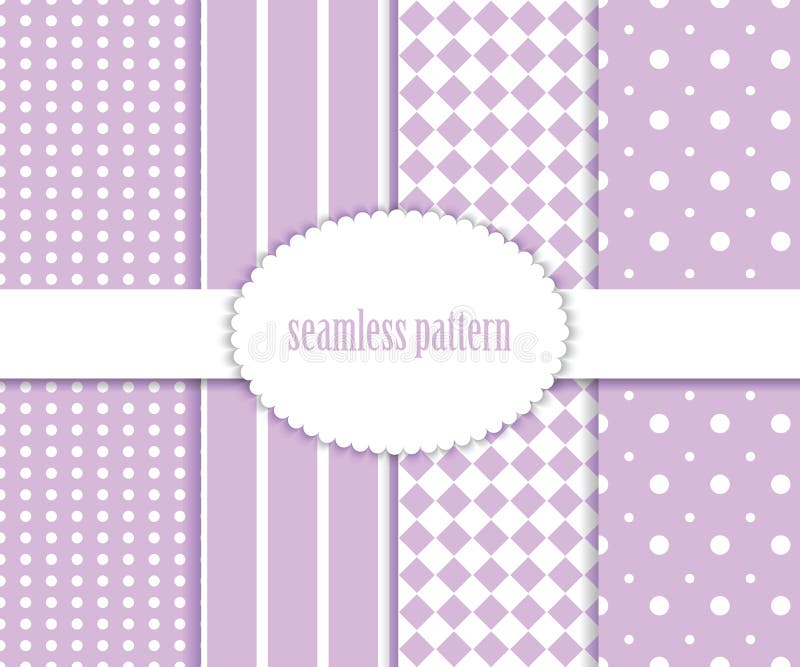Set of Seamless Patterns in Lilac and White Colors Stock Vector ...