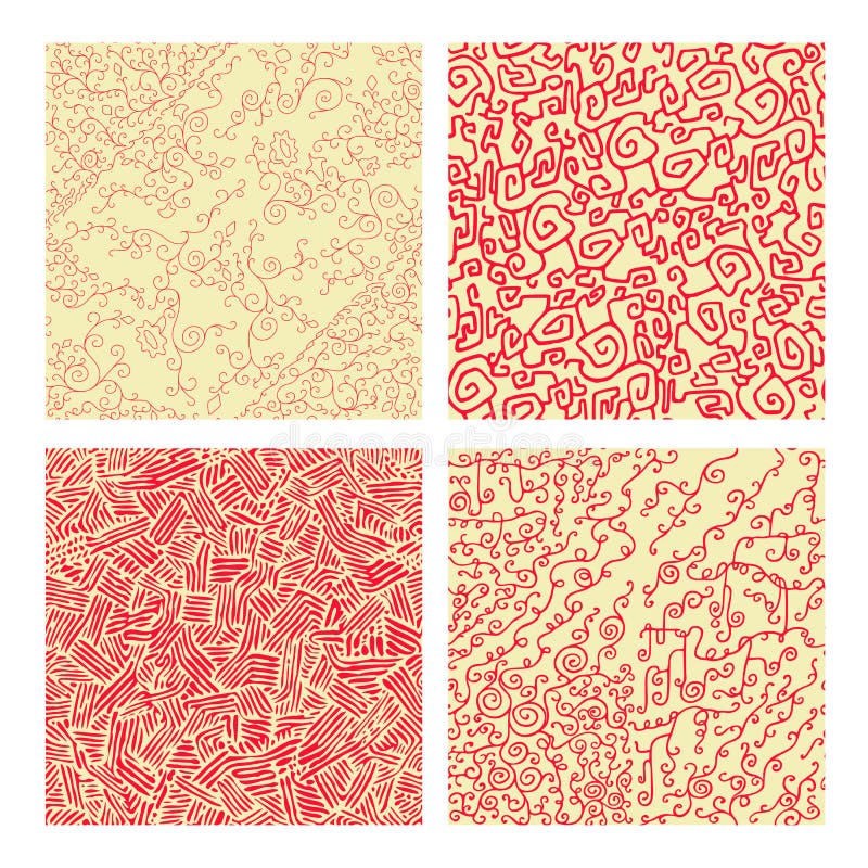 A Set of Seamless Patterns with Linear Ornament. Stock Vector ...