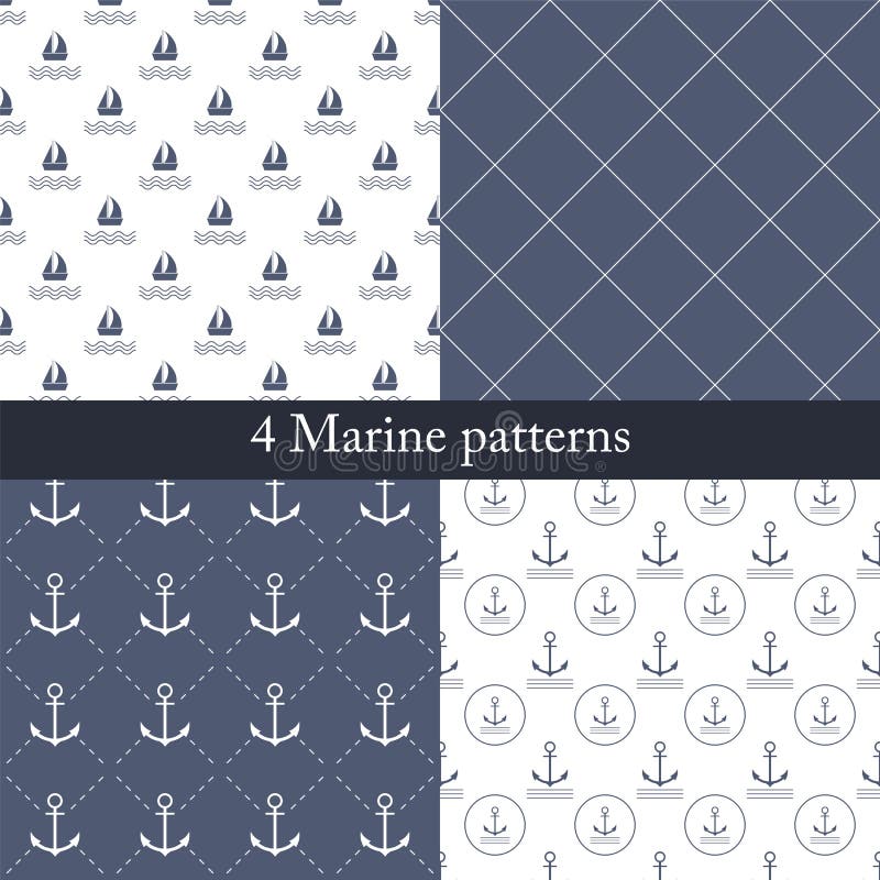 Set of Seamless Patterns on the Marine Theme Stock Vector ...