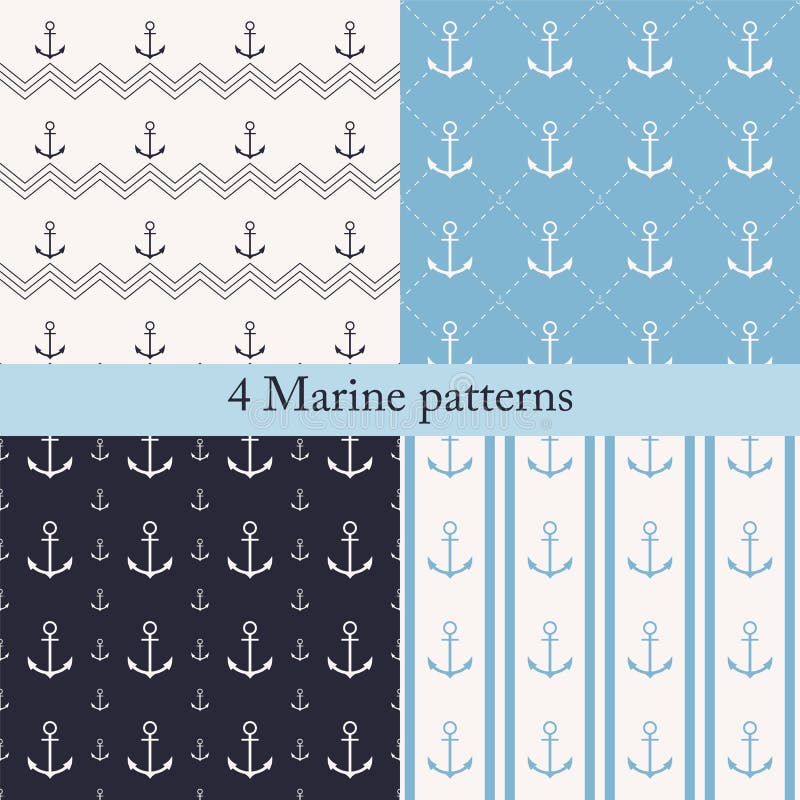 Set of Seamless Patterns on the Marine Theme Stock Vector ...