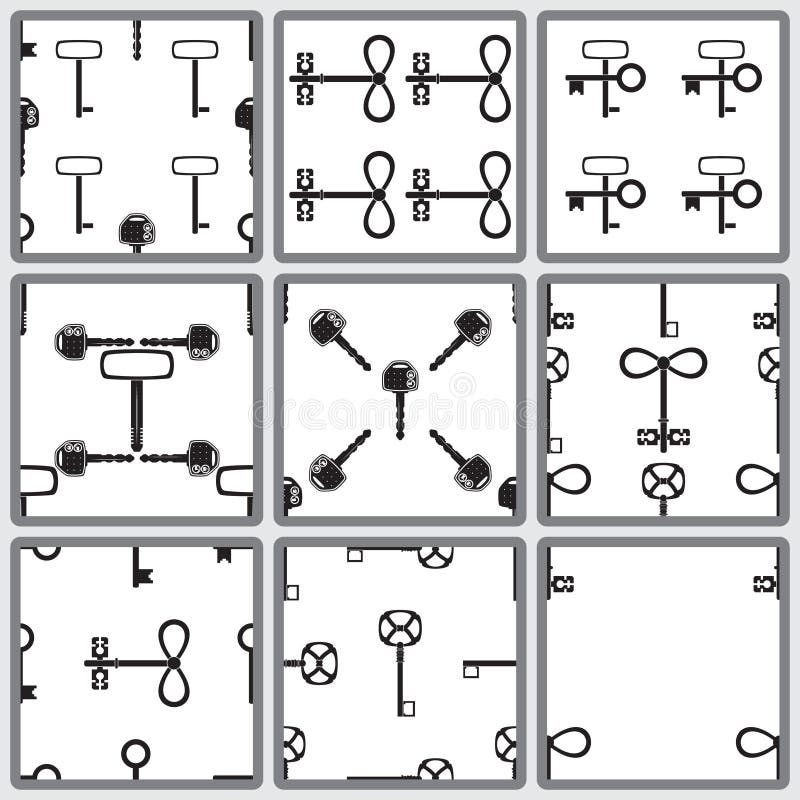 Set of Seamless Patterns with Old Keys. Stock Illustration ...