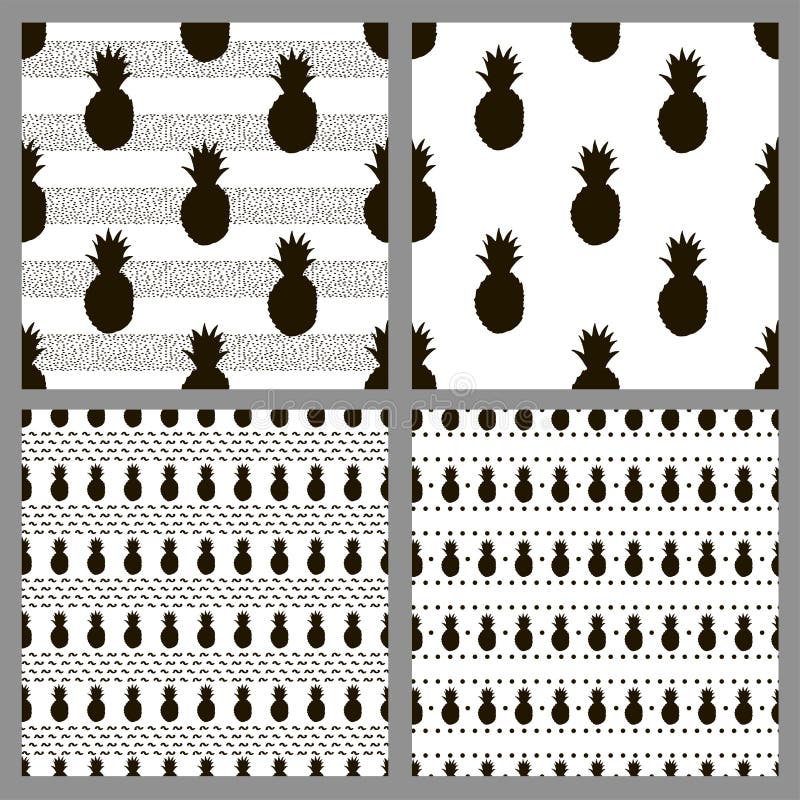 Set of the Seamless Patterns with Pineapples. Stock Vector ...