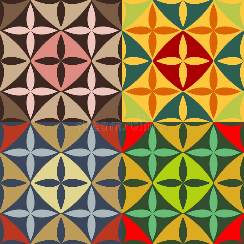 Set of Seamless Patterns with Pointed Ovals Stock Vector - Illustration ...