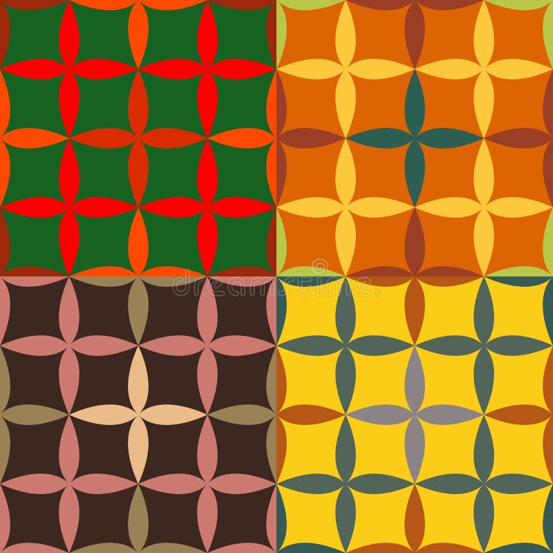 Set of Seamless Patterns with Pointed Ovals Stock Vector - Illustration ...