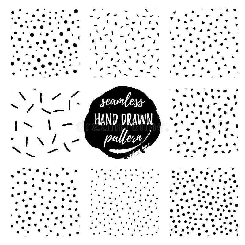 Set of Seamless Patterns with Polka Dots Hand Draw Stock Vector ...