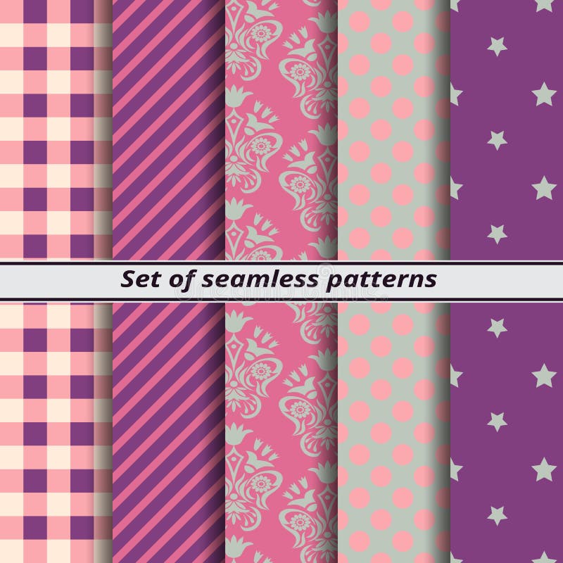 Set of Seamless Patterns Purple Stock Vector - Illustration of paper ...