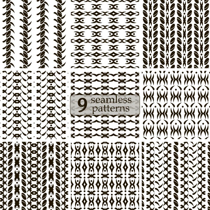 Seamless Roundish Patterns Set Stock Vector - Illustration of abstract ...