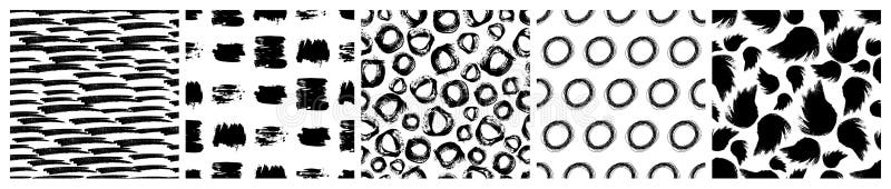 Set of Seamless Patterns with Scribble Smears Stock Illustration ...