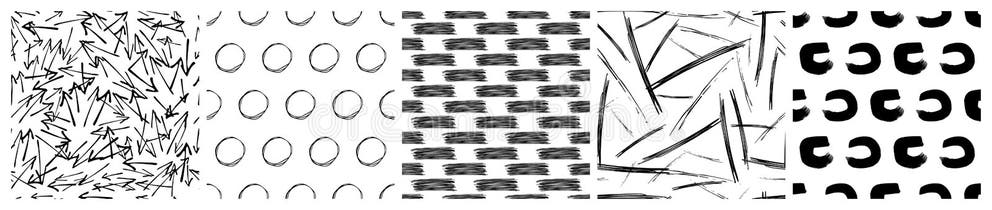 Set of Seamless Patterns with Scribble Smears Stock Vector ...