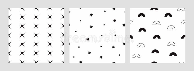 Set of Seamless Patterns, Shapes in a Modern Style. Line, Dot, Element ...