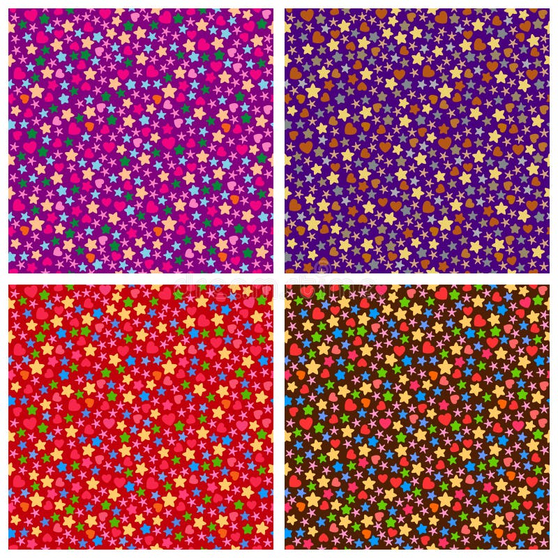 Set of Seamless Patterns of Small Elements of Different Colors. Stock ...