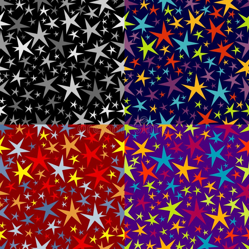 Set of Seamless Patterns of Stars Stock Vector - Illustration of ...