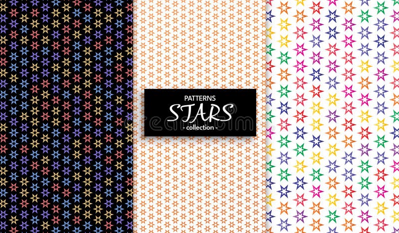 Set of Seamless Patterns with Stars. Colorful Backgrounds Stock ...