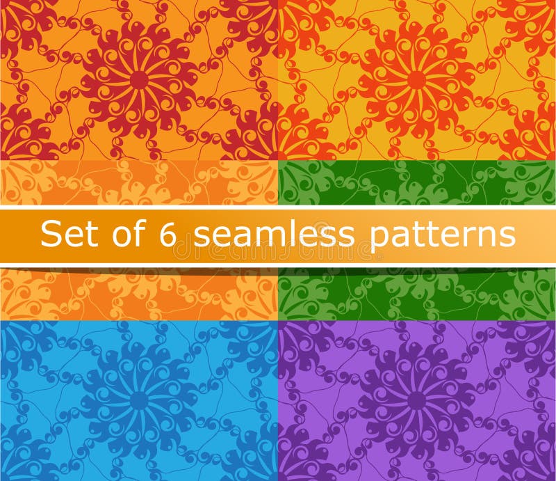 Set of Seamless Patterns. the Stylized Sun Stock Vector - Illustration ...