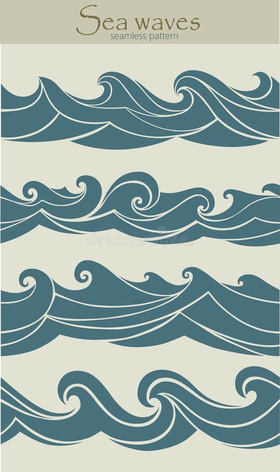 Set of Seamless Patterns with Stylized Waves Stock Vector ...