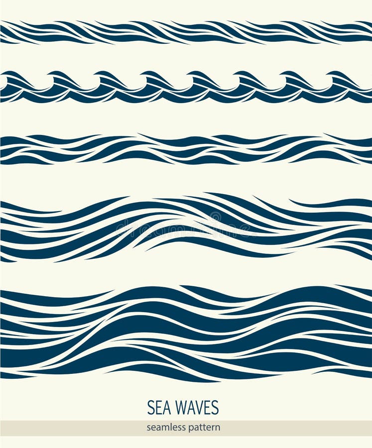 Set of Seamless Patterns with Stylized Waves Stock Vector ...