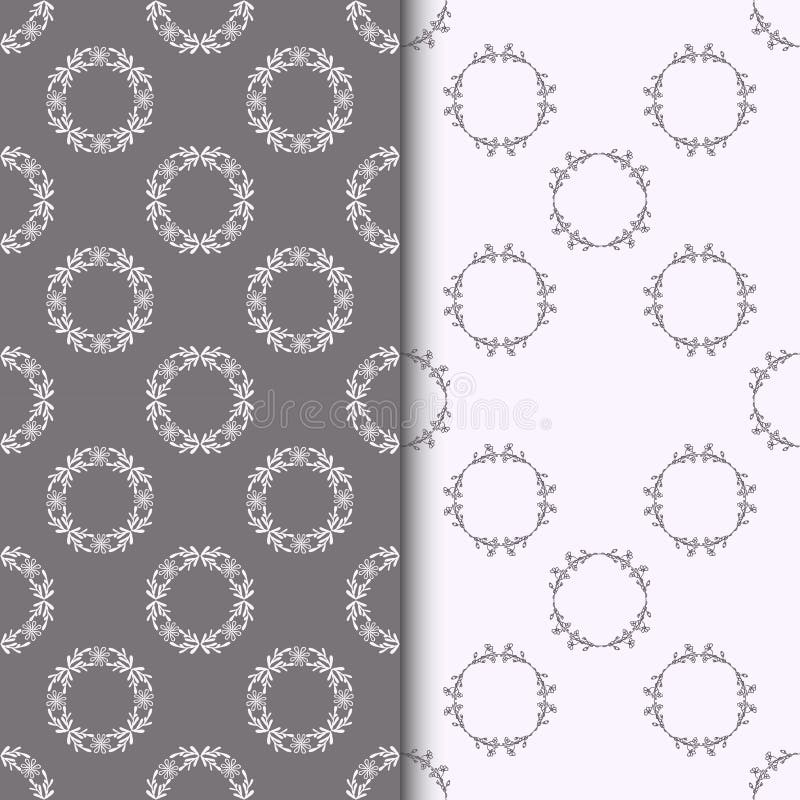 Set of Seamless Patterns with Two Circular Floral Print Stock Vector ...