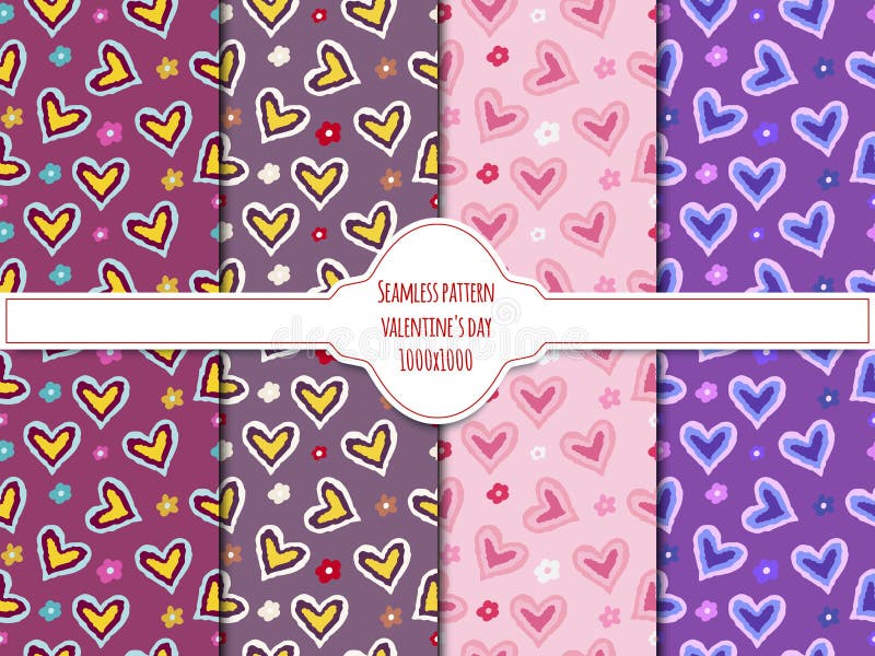 A Set of Seamless Patterns for Valentine S Day. 1000 by 1000 Pixels ...