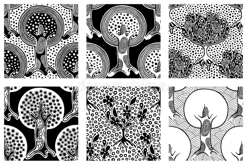 Set of Seamless Patterns, Vector Hand Drawn Repeating Illustration ...