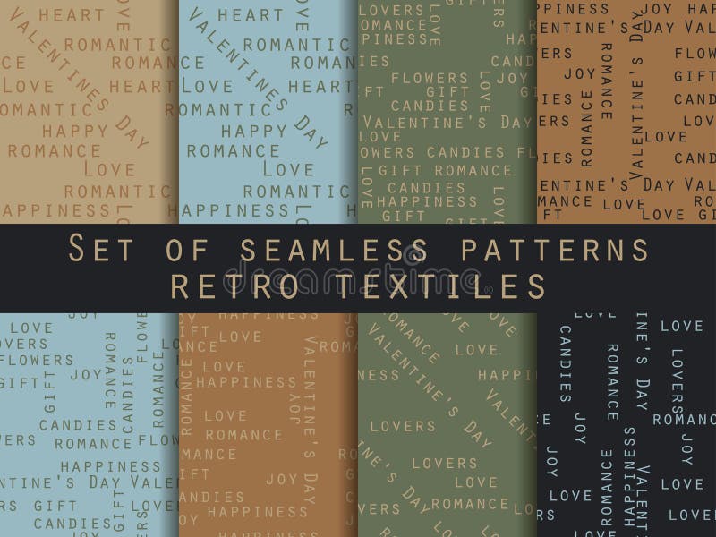 Set of Seamless Patterns. Words Related To Valentine S Day. Vect Stock ...