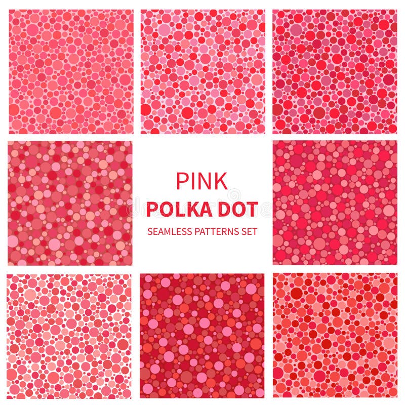 Set of Seamless Pink Polka Dot Backgrounds Stock Vector - Illustration ...