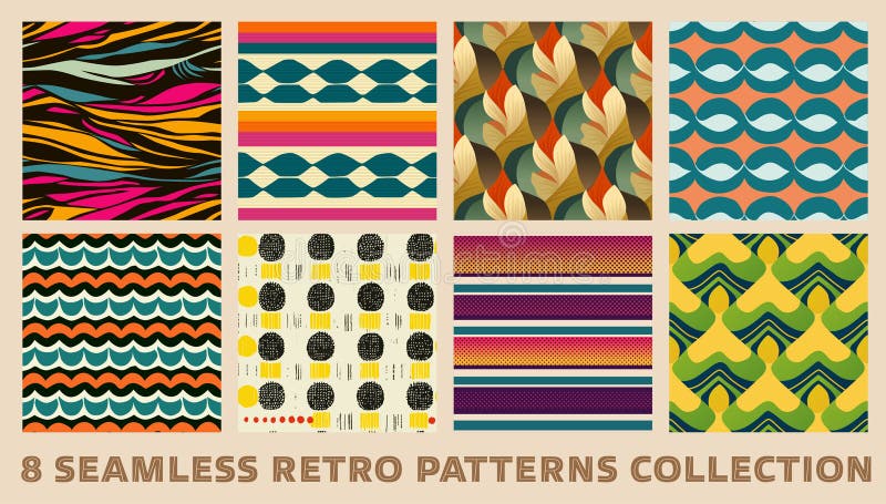Set of Seamless Retro Patterns, a Touch of Vintage Flair To Designs. Vector Collection of Six ...