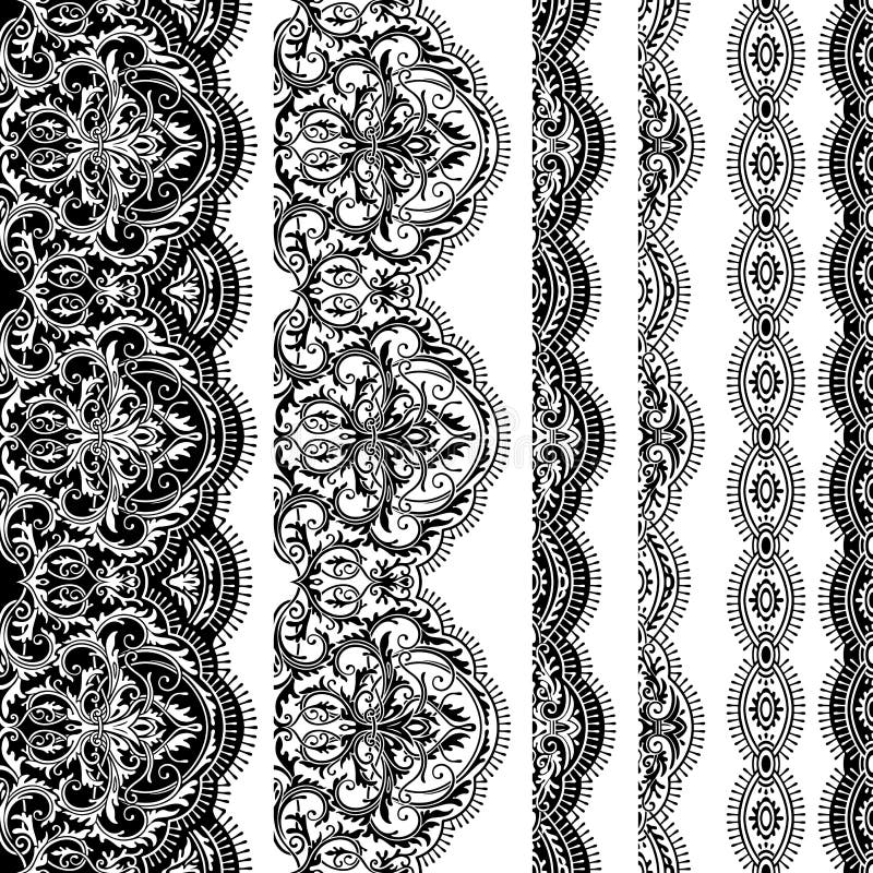 Set of Seamless Ribbons of Lace Stock Vector - Illustration of fashion ...