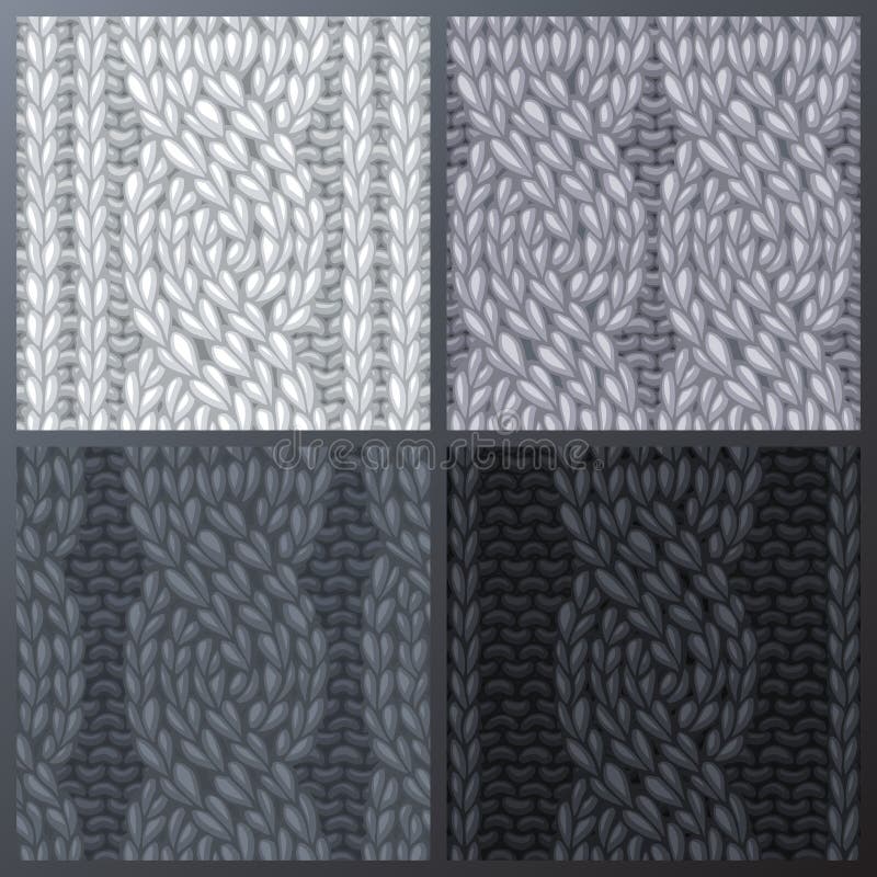 Set of Seamless Six-Stitch Cable Stitch Patterns. Stock Vector ...