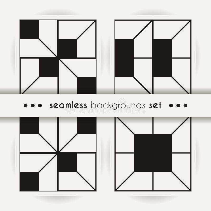 Set of Seamless Square Patterns. Abstract Stripes and Spiral Endless ...