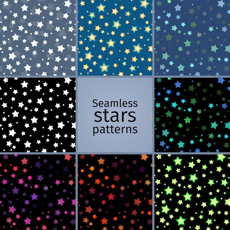 Set of 8 Seamless Stars Patterns Stock Vector - Illustration of ...
