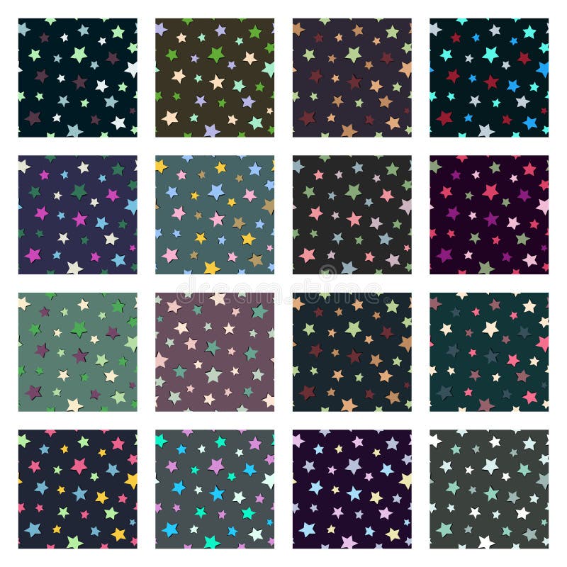 Set of Seamless Stars Patterns Stock Vector - Illustration of kids ...