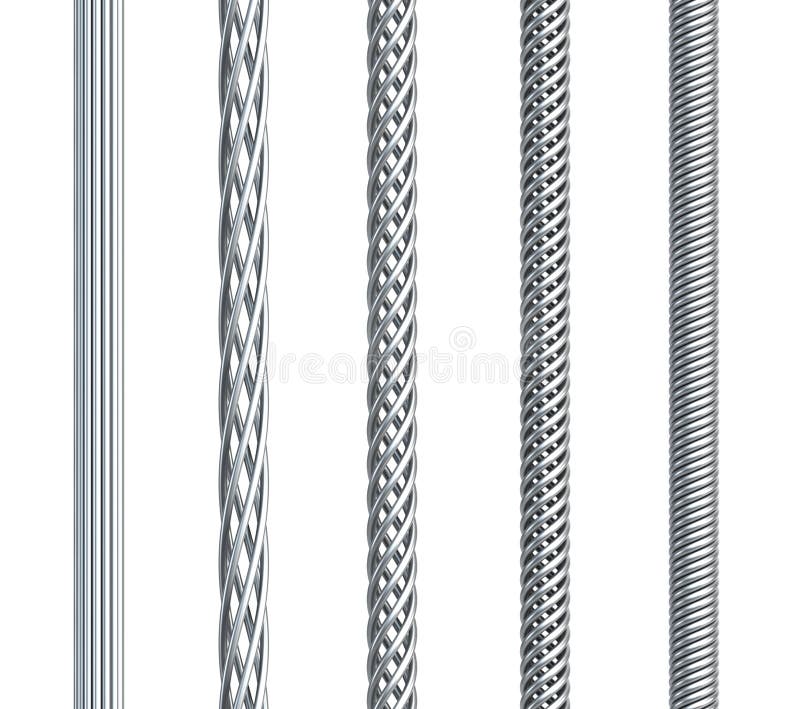 Set of Seamless Steel Cable Stock Illustration - Illustration of ...