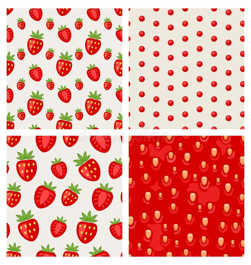 Set Seamless Strawberry Texture Berry Pattern Stock Vector ...