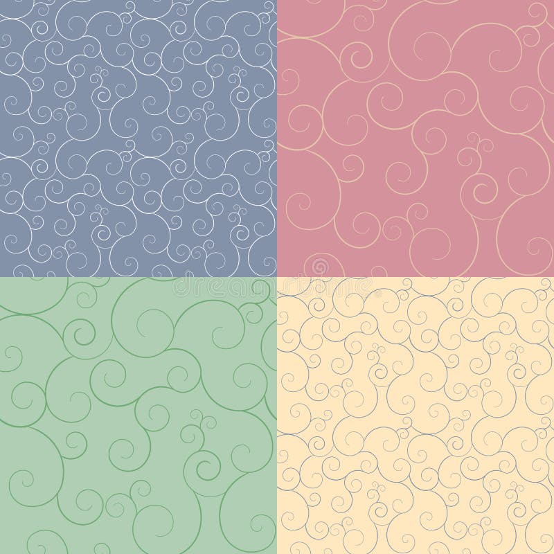 Set of Seamless Swirly Background. Stock Vector - Illustration of green ...