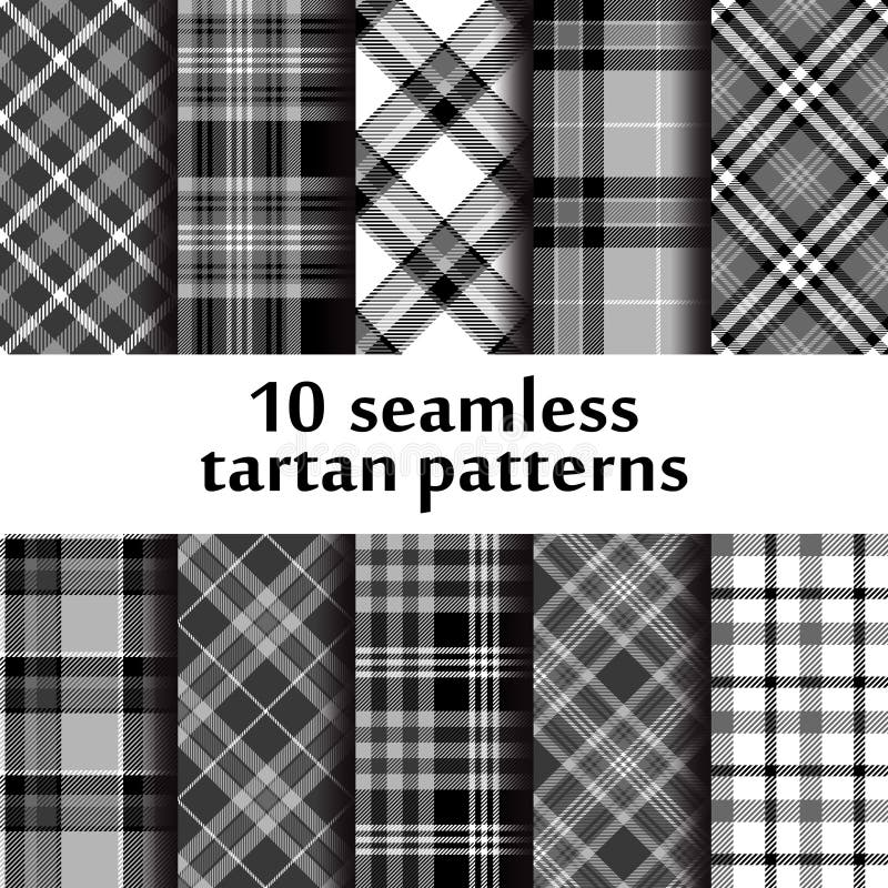 Set of 10 Seamless Tartan Pattern Stock Vector - Illustration of ...