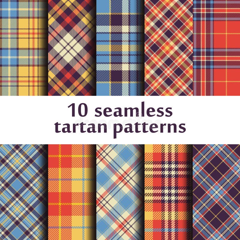 Set of 10 Seamless Tartan Pattern Stock Vector - Illustration of ...