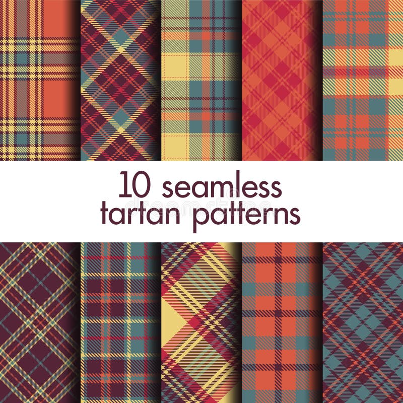 Set of Seamless Tartan Patterns Stock Vector - Illustration of ...