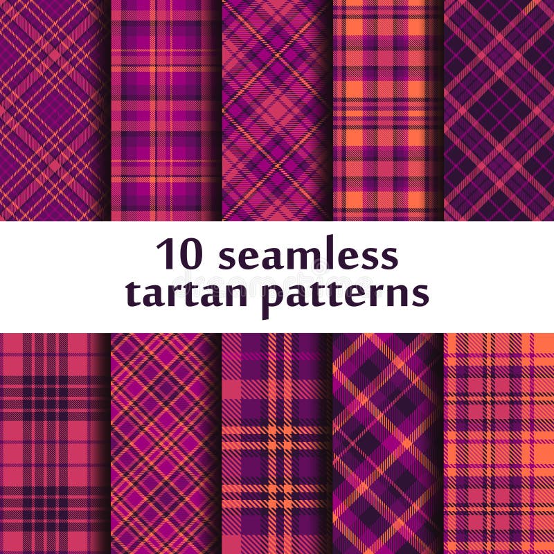 Set of Seamless Tartan Patterns Stock Vector - Illustration of purple ...