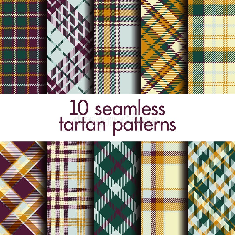 Set of Seamless Tartan Patterns Stock Vector - Illustration of garment ...