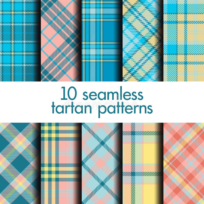 Set of Seamless Tartan Patterns Stock Vector - Illustration of blue ...