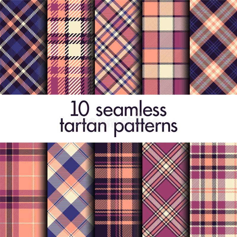Set of Seamless Tartan Patterns Stock Vector - Illustration of abstract ...