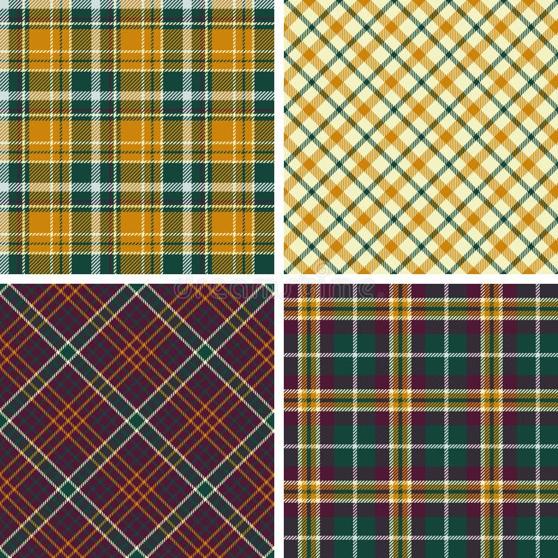 Set of Seamless Tartan Patterns Stock Vector - Illustration of line ...