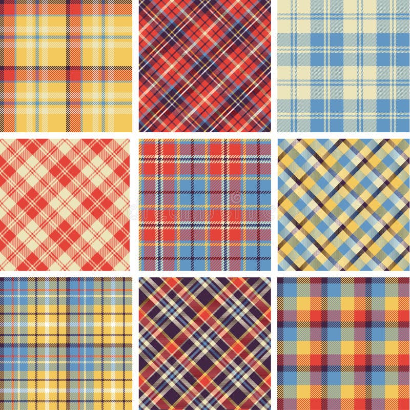 Big Set of Seamless Tartan Patterns Stock Vector - Illustration of ...
