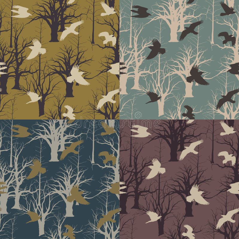 Set of 4 Seamless Textures. Birds in Flight on Stock Vector ...