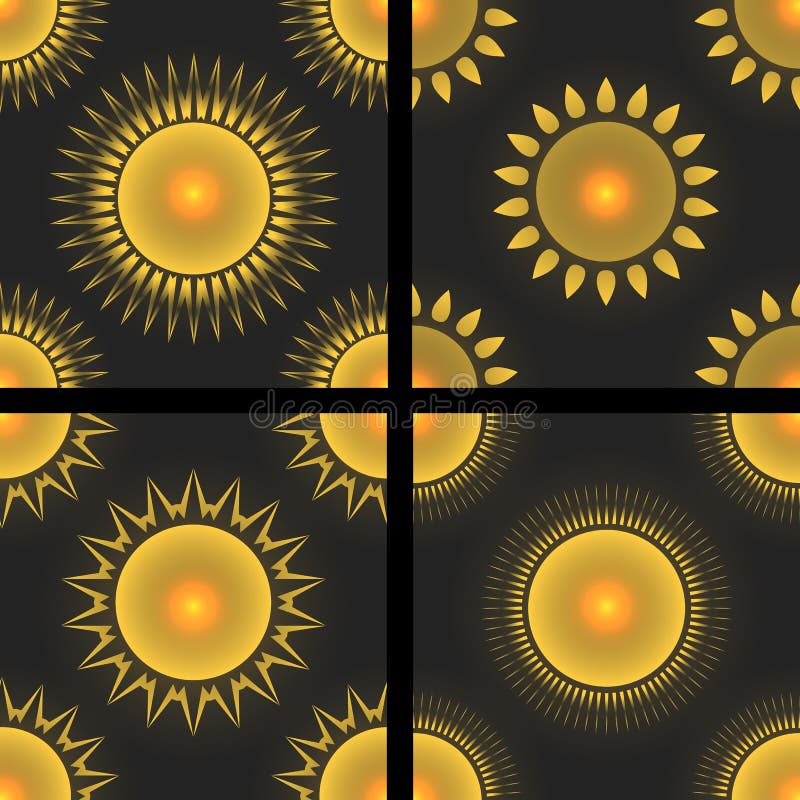 Seamless Texture With Different Yellow Suns Stock Vector - Illustration ...