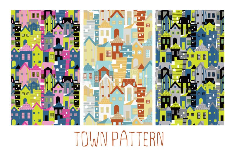 Set of Seamless Urban Patterns Stock Vector - Illustration of home ...