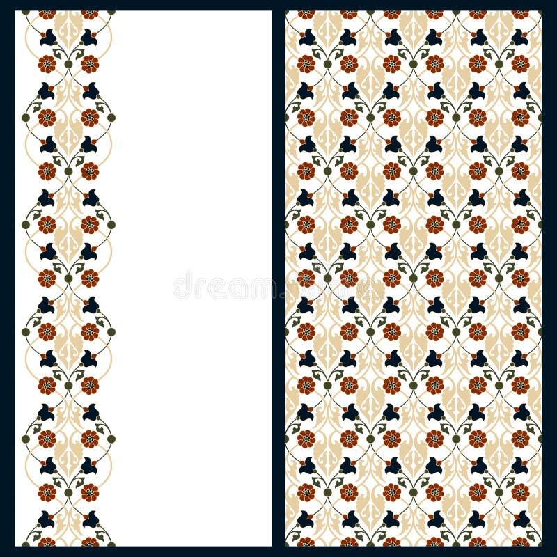 Set with Seamless Vector Floral Vintage Pattern and a Card with the ...