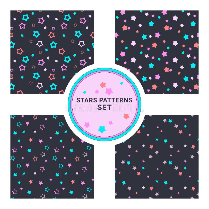 Set of Seamless Vector Patterns with Different Stars. Vector ...