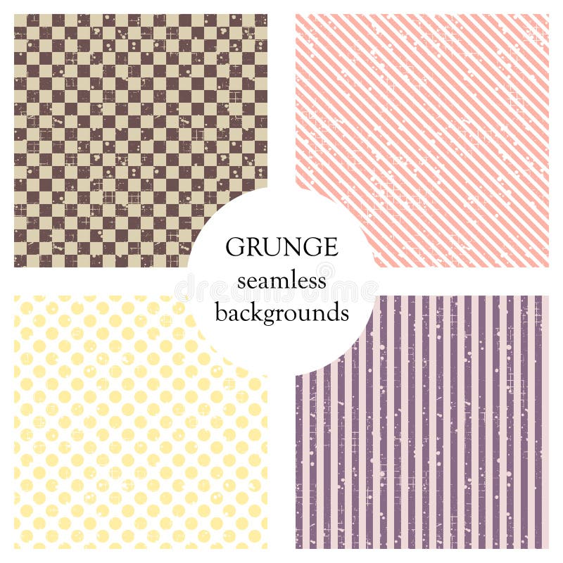 Set of Seamless Vector Patterns. Geometric Backgrounds with Dots ...